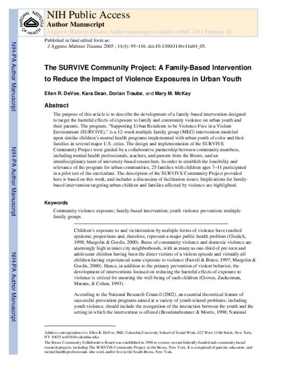 (PDF) The SURVIVE Community Project