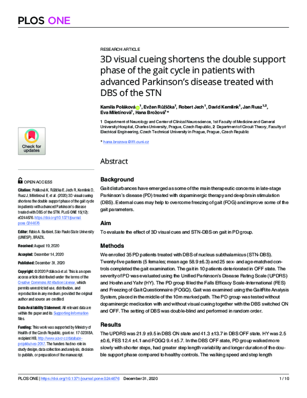 (PDF) 3D visual cueing shortens the double support phase of the gait cycle in patients with ...