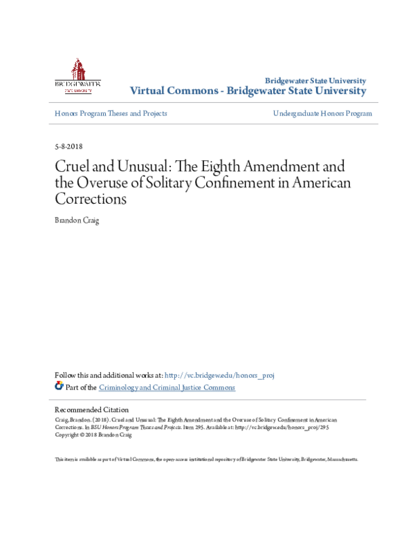 (PDF) Cruel and Unusual: The Eighth Amendment and the Overuse of ...