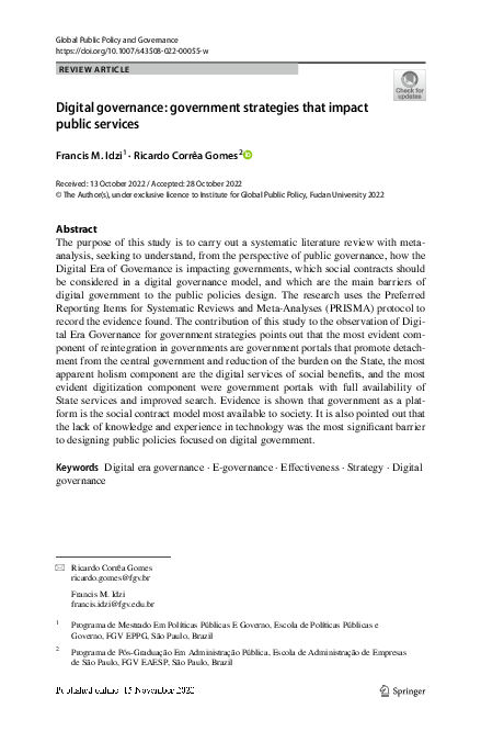 (PDF) Digital governance: government strategies that impact public services