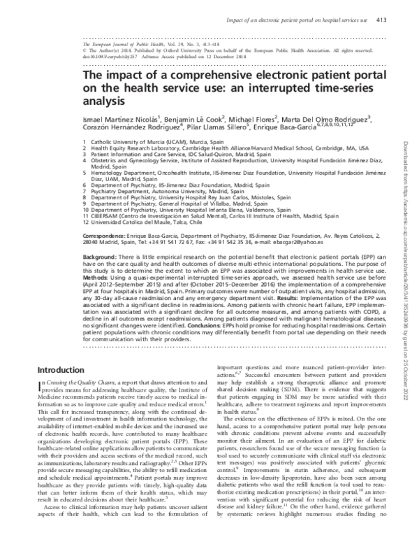 (PDF) The impact of a comprehensive electronic patient portal on the ...