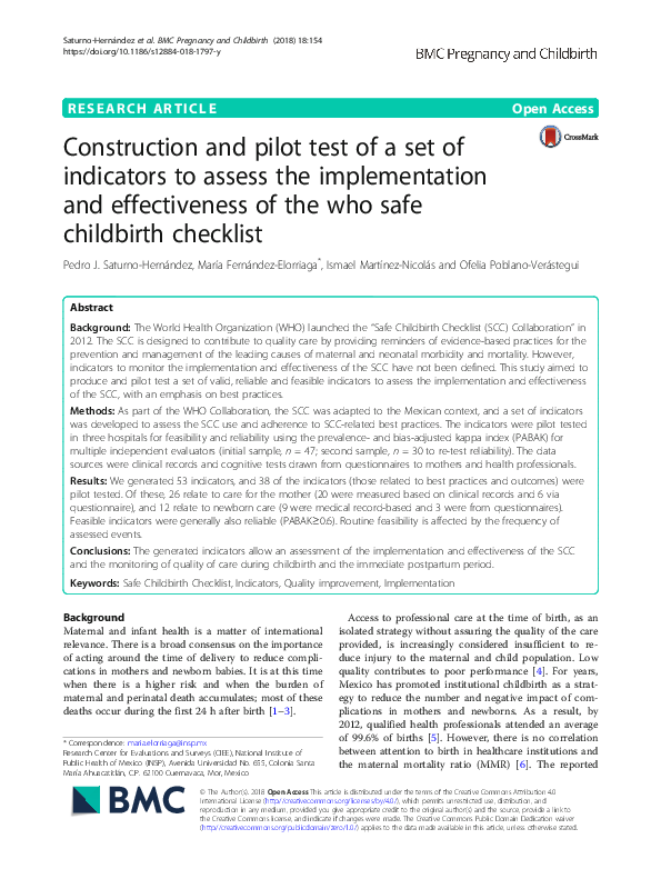(PDF) Construction and pilot test of a set of indicators to assess the ...