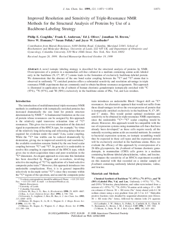 (PDF) Backbone-labeling Strategy for Enhanced NMR of Proteins