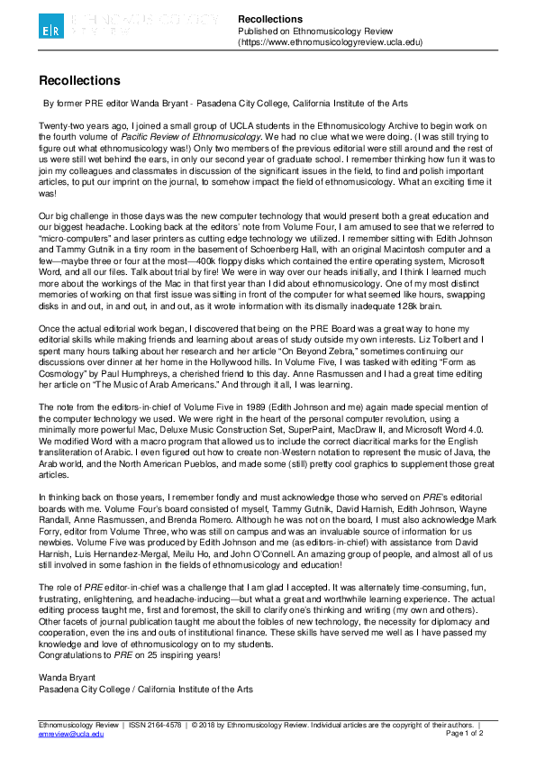 (PDF) Recollections Recollections