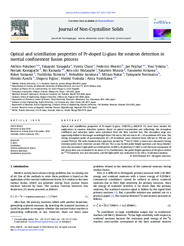 (PDF) Optical and scintillation properties of Pr-doped Li-glass for neutron detection in ...