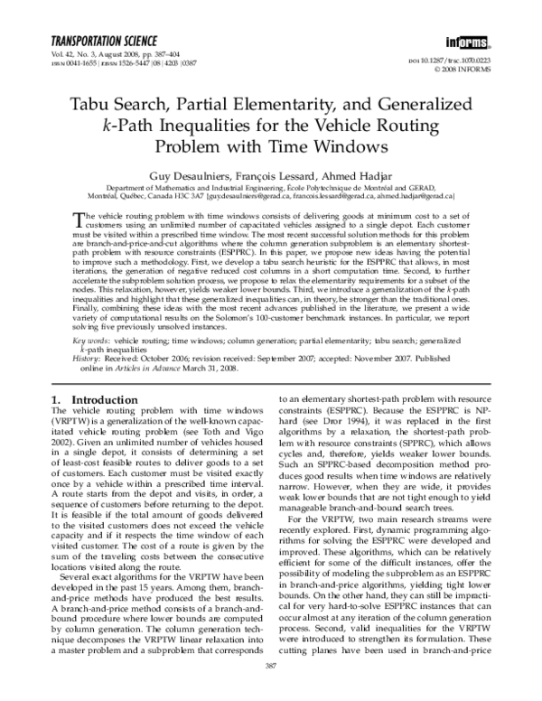 (PDF) Tabu search and a quadratic relaxation for the satisfiability problem | Jacques Desrosiers ...