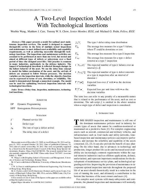 (PDF) A Two-Level Inspection Model With Technological Insertions