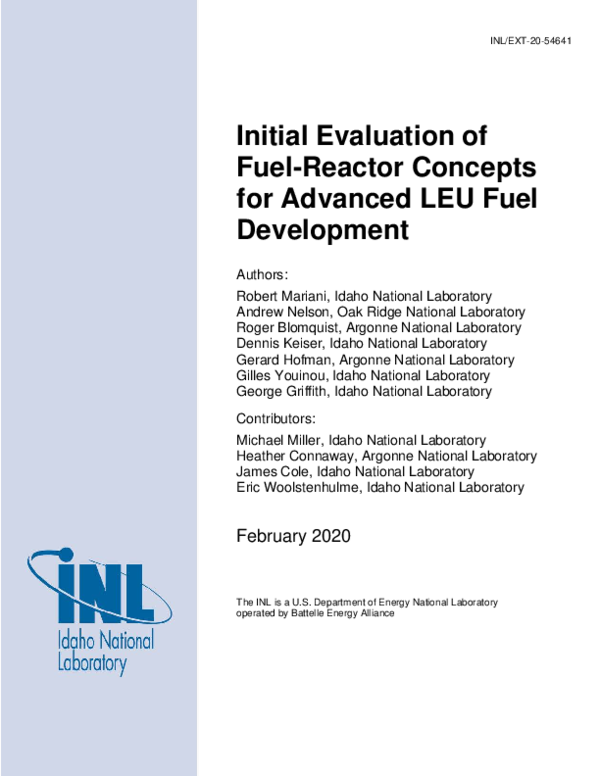 (PDF) Initial Evaluation of Fuel-Reactor Concepts for Advanced LEU Fuel ...
