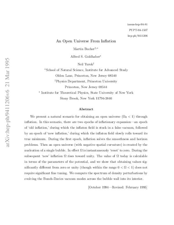 (PDF) An open universe from inflation”, hep-ph/9411206