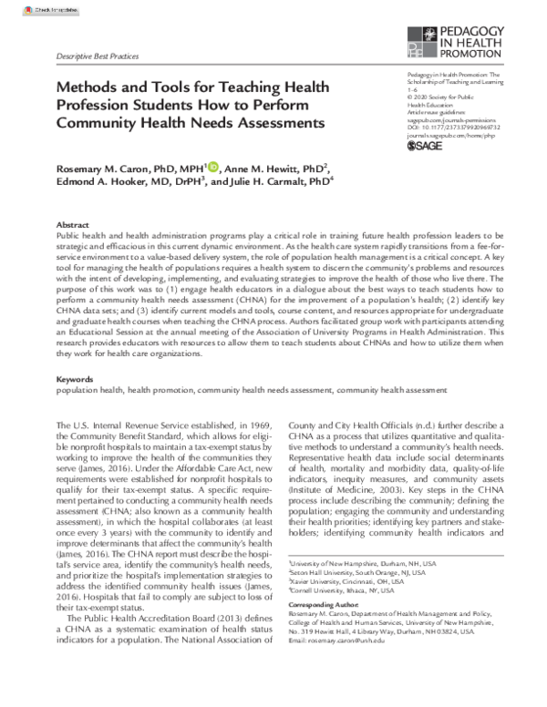 (PDF) Methods and Tools for Teaching Health Profession Students How to ...