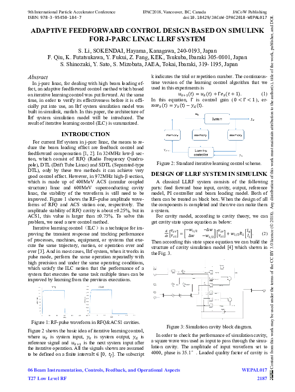 Pdf Adaptive Feedforward Control Design Based On Simulink For The J