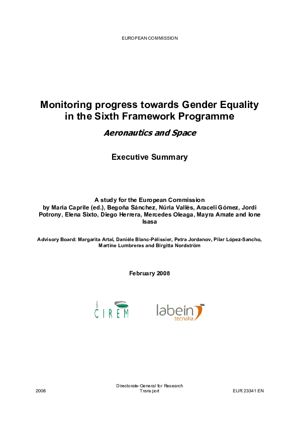(PDF) EUROPEAN COMMISSION Monitoring progress towards Gender Equality ...