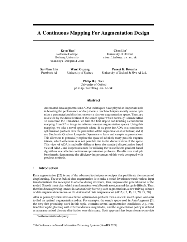 Pdf A Continuous Mapping For Augmentation Design