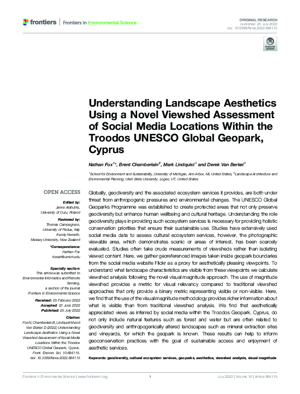 (PDF) Understanding Landscape Aesthetics Using a Novel Viewshed ...