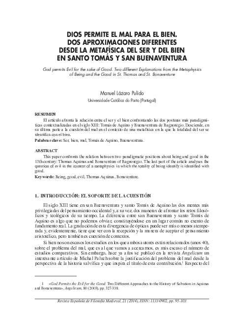 (PDF) God permits Evil for the sake of Good. Two different Explanations ...