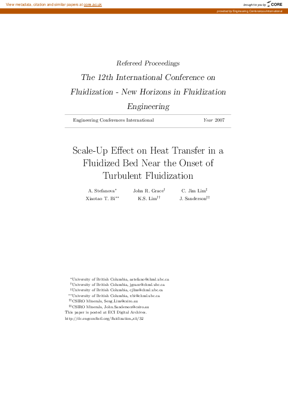 (PDF) Scale-up effect on heat transfer in a fluidized bed near the ...