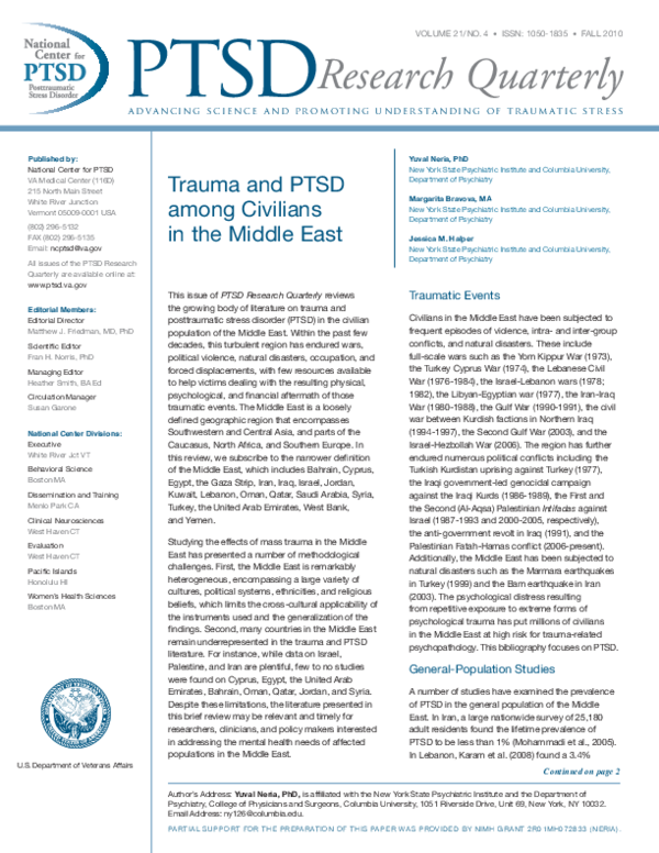 (PDF) Trauma and PTSD among Civilians in the Middle East