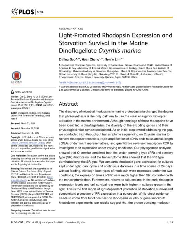 (PDF) Light-Promoted Rhodopsin Expression and Starvation Survival in ...