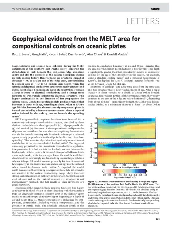 (PDF) Geophysical evidence from the MELT area for compositional ...