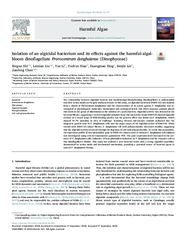 (PDF) Isolation of an algicidal bacterium and its effects against the ...