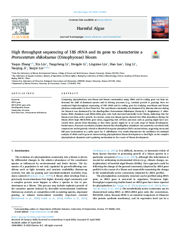 (PDF) High throughput sequencing of 18S rRNA and its gene to ...