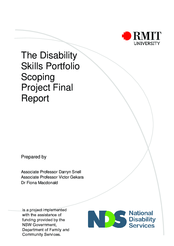 (PDF) The Disability Skills Portfolio Scoping Project Final Report