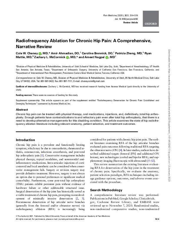 (PDF) Radiofrequency Ablation for Chronic Hip Pain: A Comprehensive ...