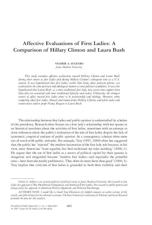 (PDF) Affective Evaluations of First Ladies: A Comparison of Hillary ...