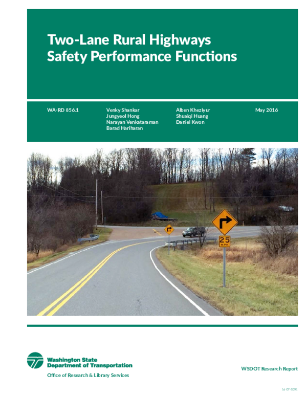 (PDF) Two-lane rural highways safety performance functions | Shuaiqi Huang - Academia.edu