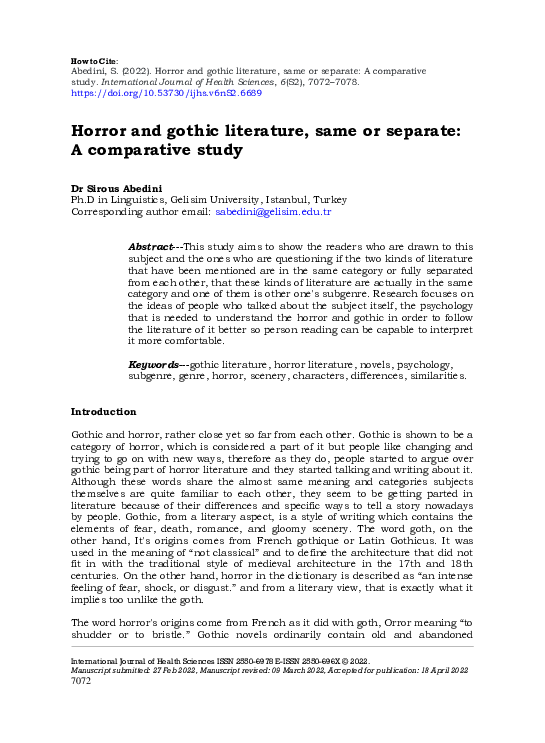 (PDF) Horror and gothic literature, same or separate