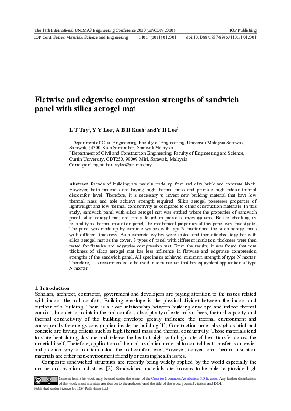 (PDF) Flatwise and edgewise compression strengths of sandwich panel ...