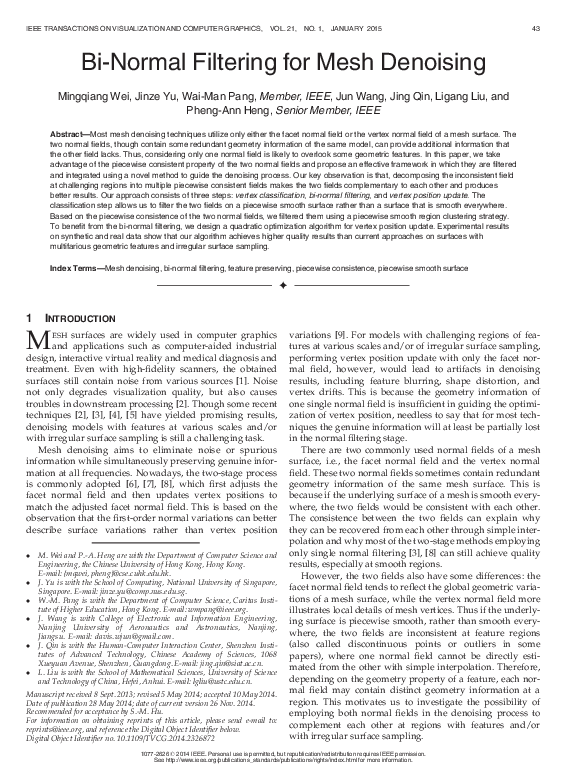 Bi-Normal Filtering for Mesh Denoising