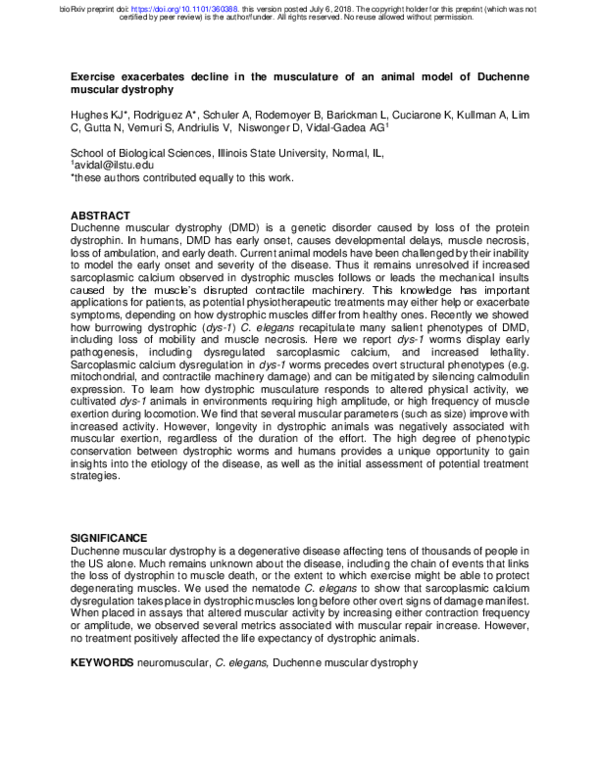 (PDF) Exercise exacerbates decline in the musculature of an animal ...