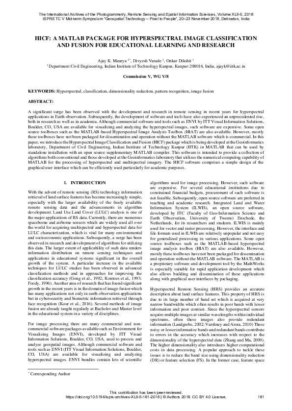 (PDF) Hicf: A Matlab Package for Hyperspectral Image Classification and ...
