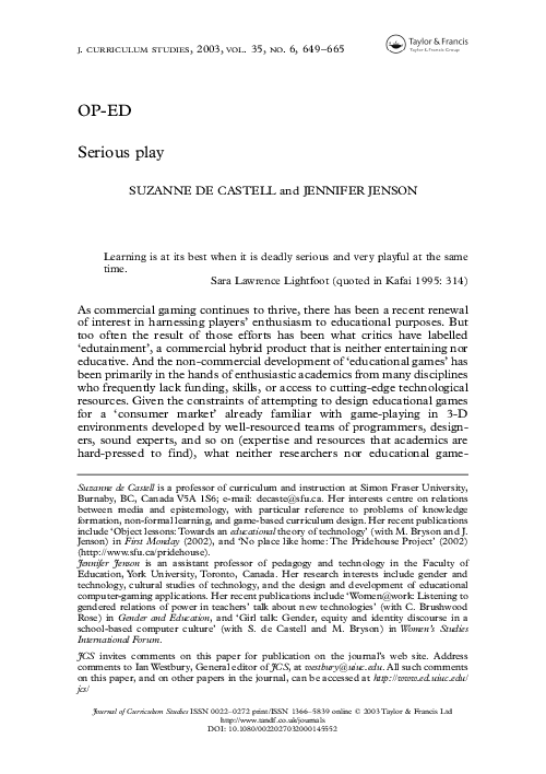 (PDF) OP‐ED Serious play