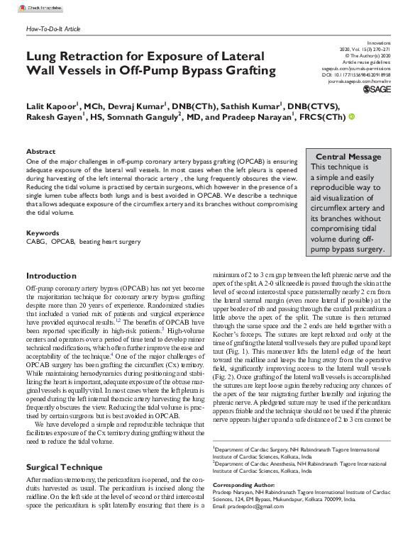 (PDF) Lung Retraction for Exposure of Lateral Wall Vessels in Off-Pump ...