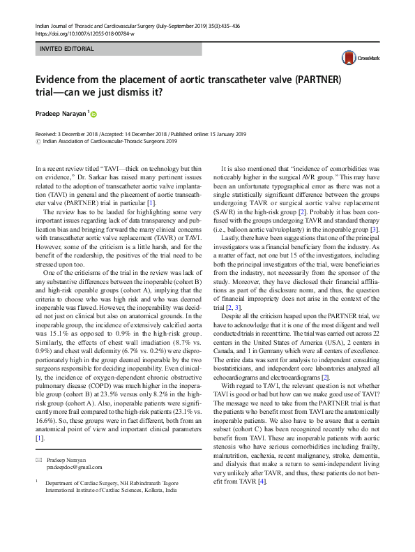 (PDF) Evidence from the placement of aortic transcatheter valve ...