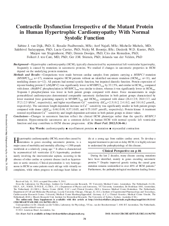 (PDF) Contractile Dysfunction Irrespective of the Mutant Protein in ...