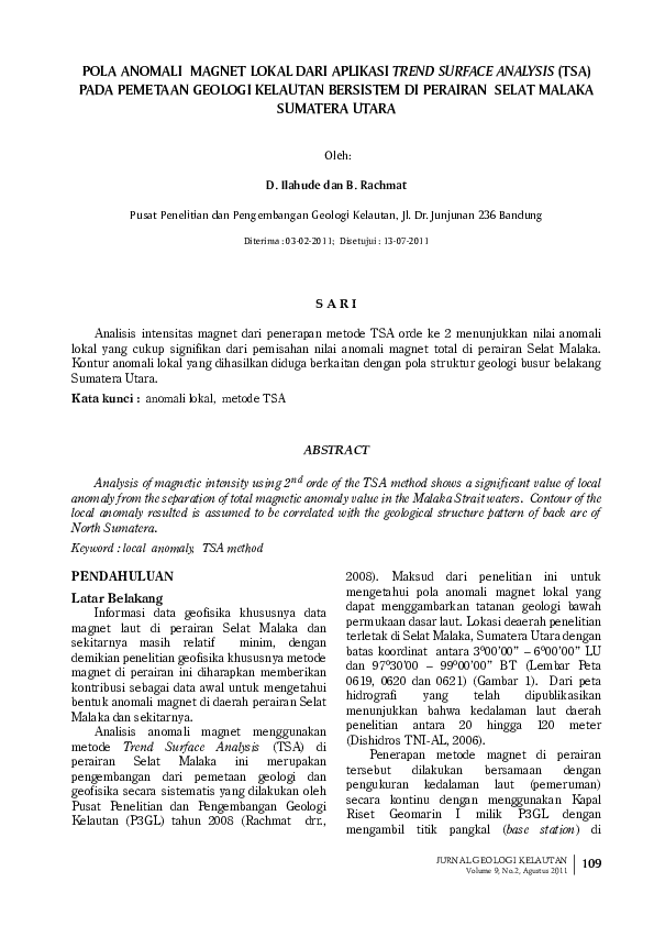 (PDF) Pola Anomali Magnet Lokal Dari Aplikasi Trend Surface Analysis (Tsa) Pada Pemetaan Geologi ...