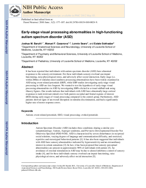 (PDF) Early-stage visual processing abnormalities in high-functioning ...