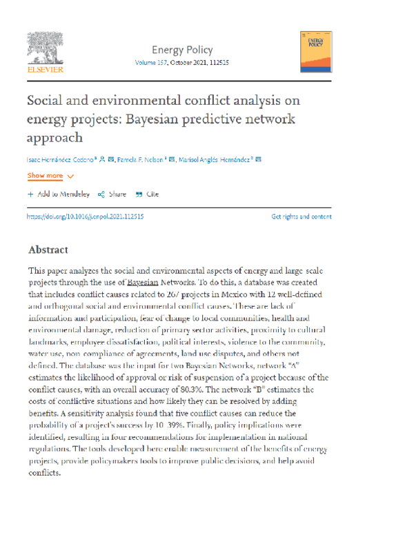 (PDF) Social and environmental conflict analysis on energy projects Bayesian predictive network ...