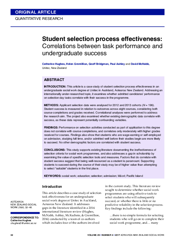 (PDF) Student selection process effectiveness: Correlations between ...