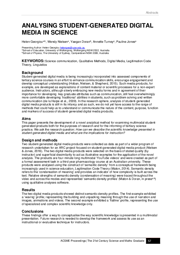 (PDF) Analysing student-generated digital media in science