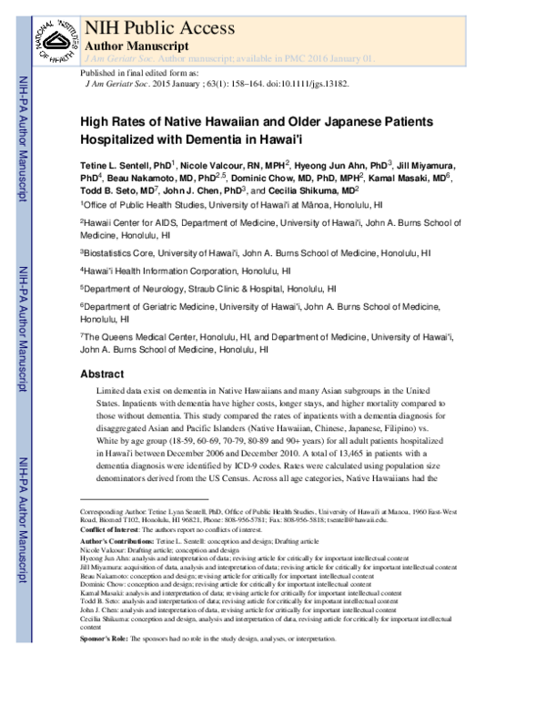 (PDF) High Rates of Native Hawaiian and Older Japanese Adults ...