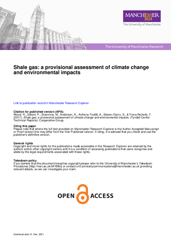 (PDF) Shale gas: a provisional assessment of climate change and ...