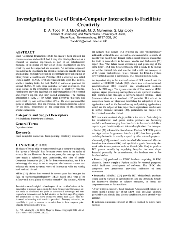 (PDF) Investigating the use of brain-computer interaction to facilitate ...