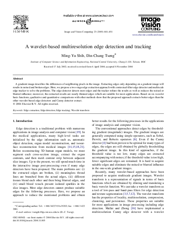 Pdf A Wavelet Based Multiresolution Edge Detection And Tracking Din