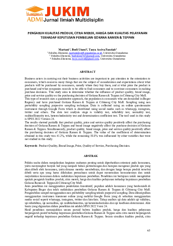 (PDF) Pengaruh Kualitas Produk, Citra Merek, Harga Dan Kualitas Pelayanan Terhadap Keputusan ...
