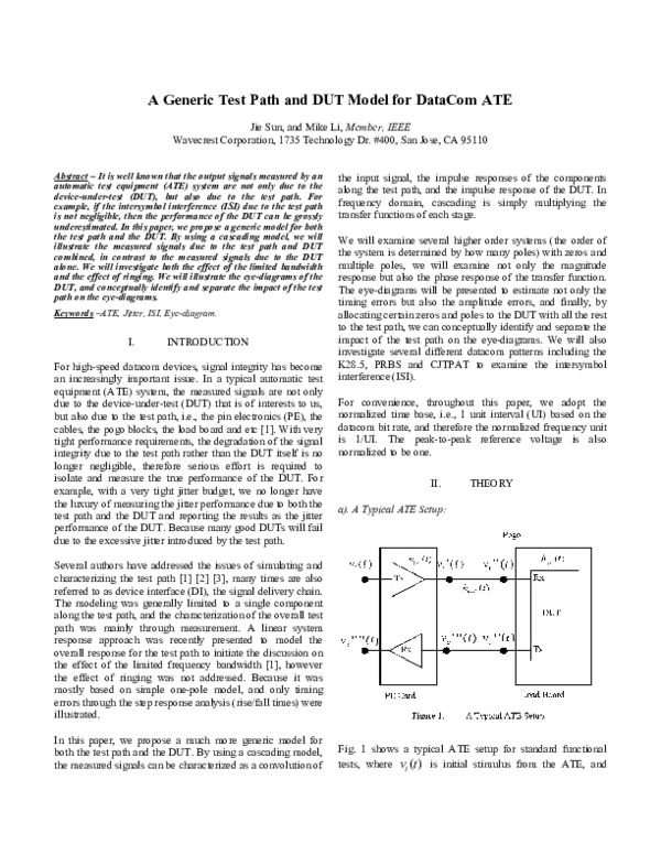 (PDF) A generic test path and dut model for datacom ate
