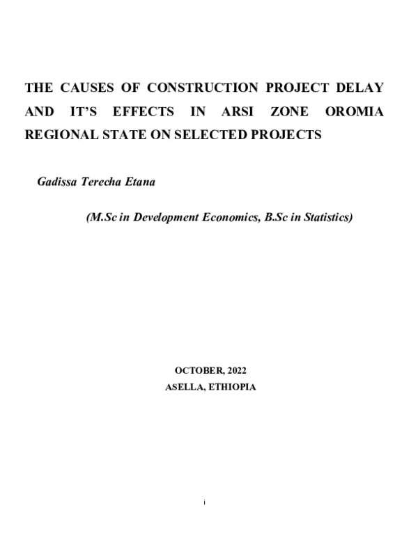 (DOC) THE CAUSES OF CONSTRUCTION PROJECT DELAY